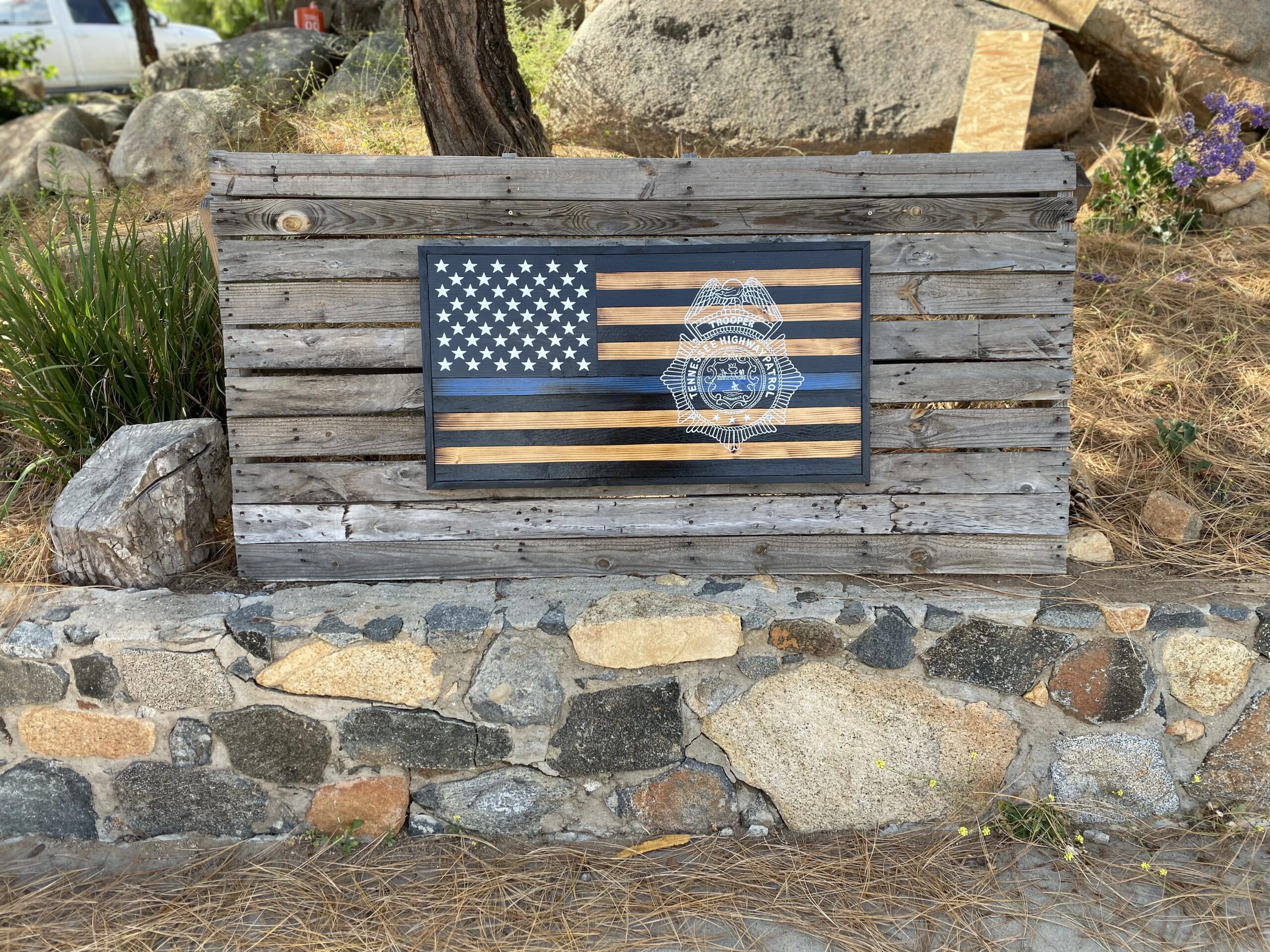 Rustic Thin Blue Line Badge Silhouette – Your American Flag Store ...