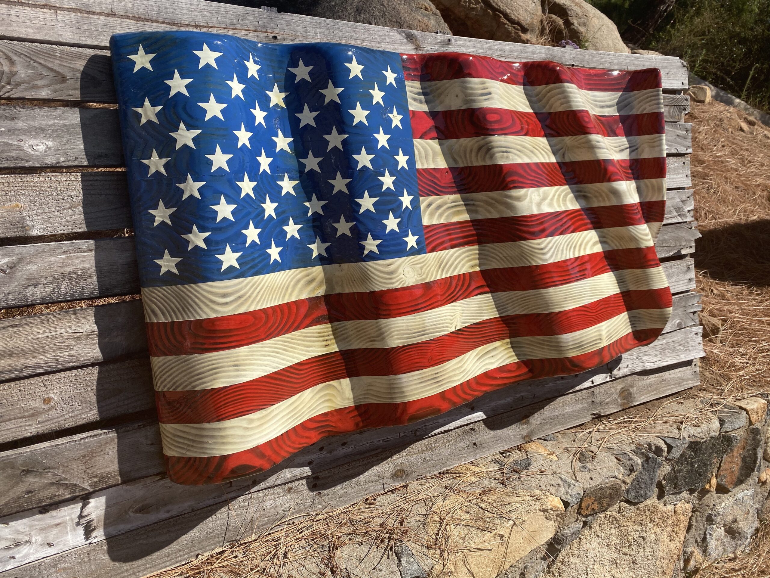 Hand Carved Large Waving Flag (44″ X 25″) – Your American Flag Store ...